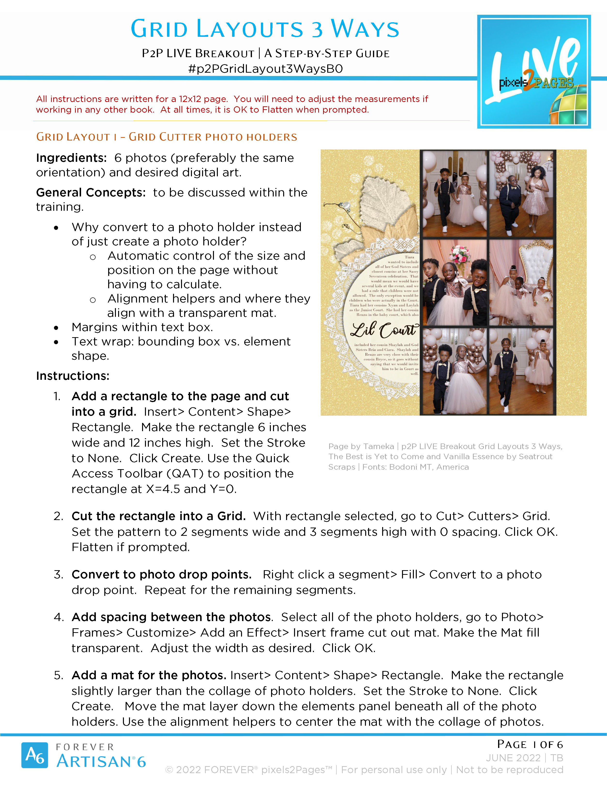 pixels2Pages | p2P LIVE Breakout GRID LAYOUTS 3 WAYS